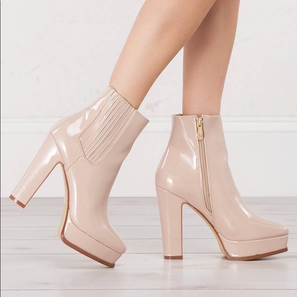 Shoes | Grey Patent Platform Bootie | Poshmark